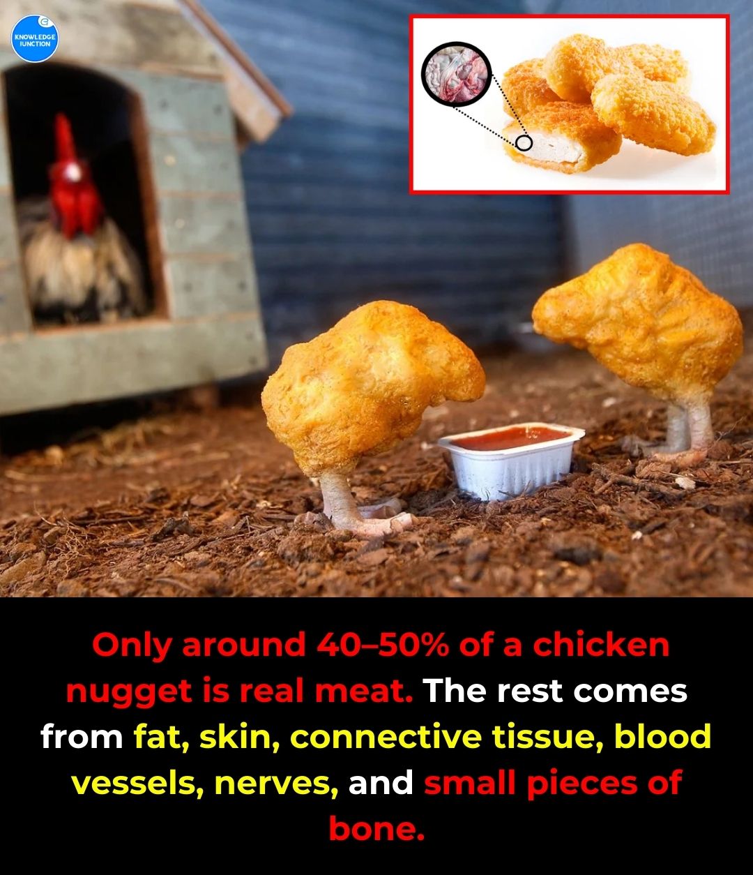 Shoc.k: Only about 40-50% of the chicken nugget is real meat... - Amazing